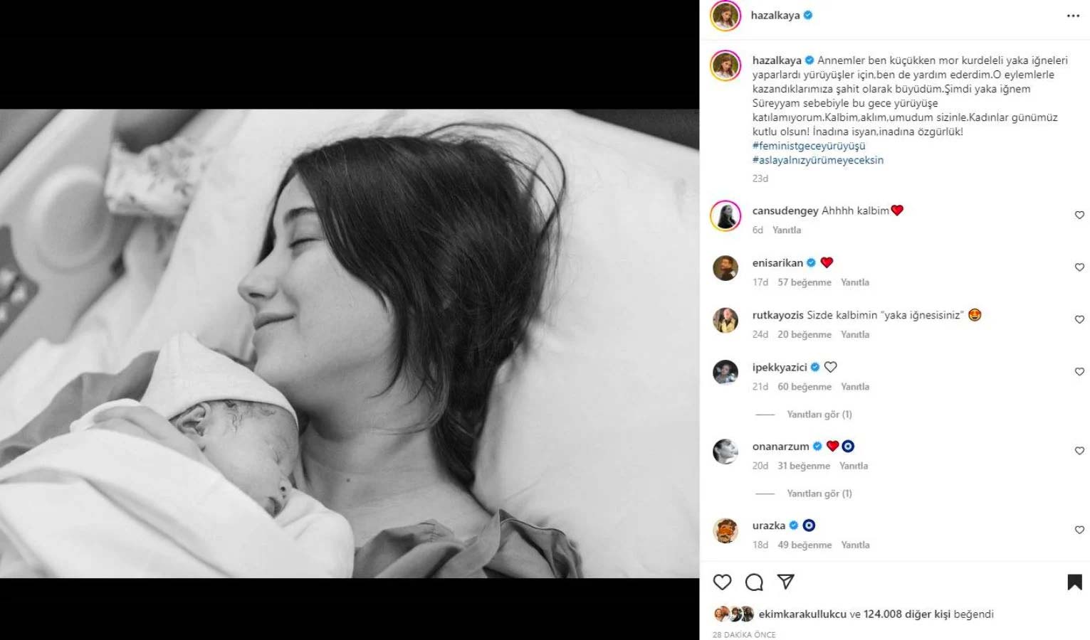 Hazal Kaya, kızı Süreyya ile kadınlara seslendi: "Kalbim, aklım, umudum sizinle, inadına isyan ...