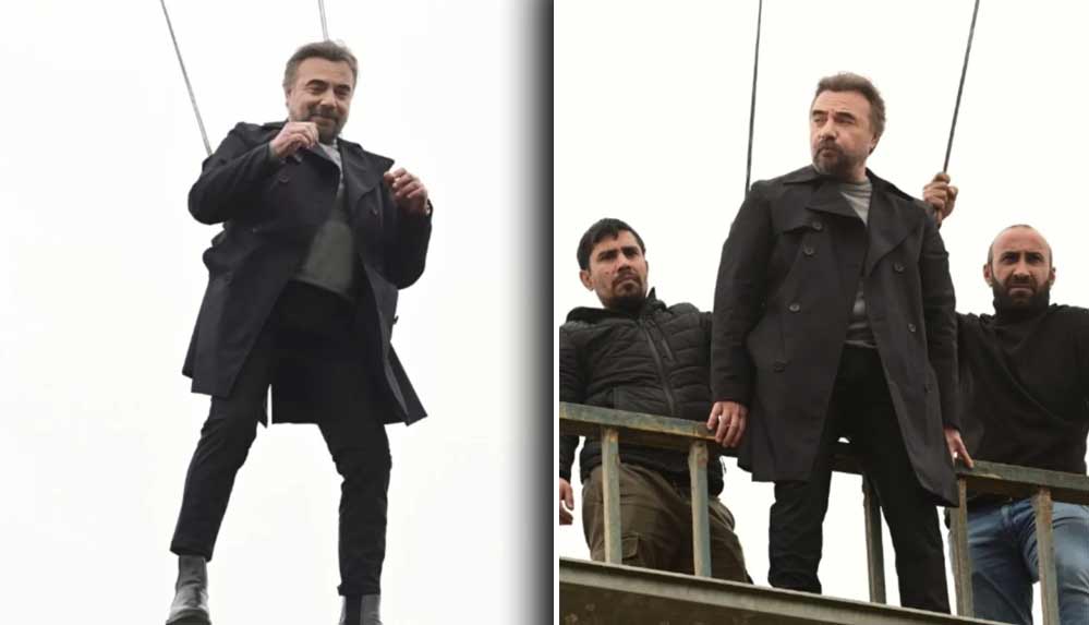 Oktay Kaynarca, senaryo için dublör kullanmadan 30 metre yükseklikten ...